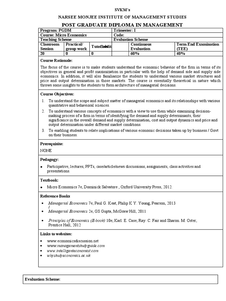 Microeconomics-Course Outline | PDF | Monopoly | Demand