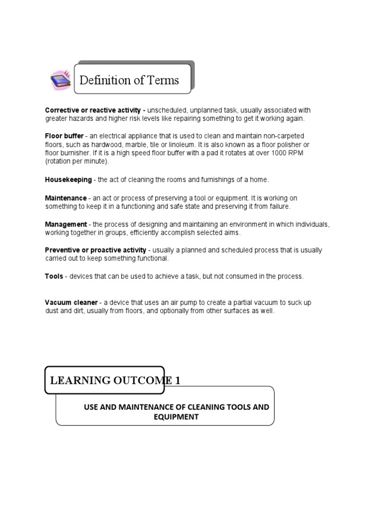 Definition of Terms: Learning Outcome 1 | Download Free PDF | Vacuum ...