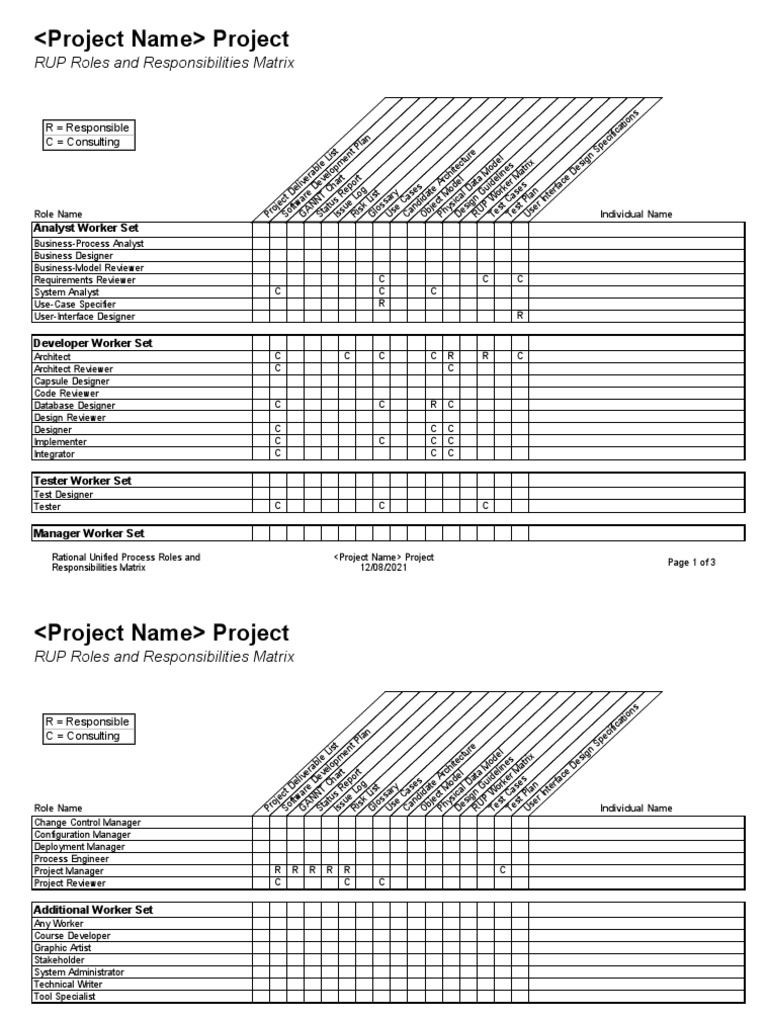 RUP Roles and Responsibilities Matrix | PDF | Matrix (Mathematics ...
