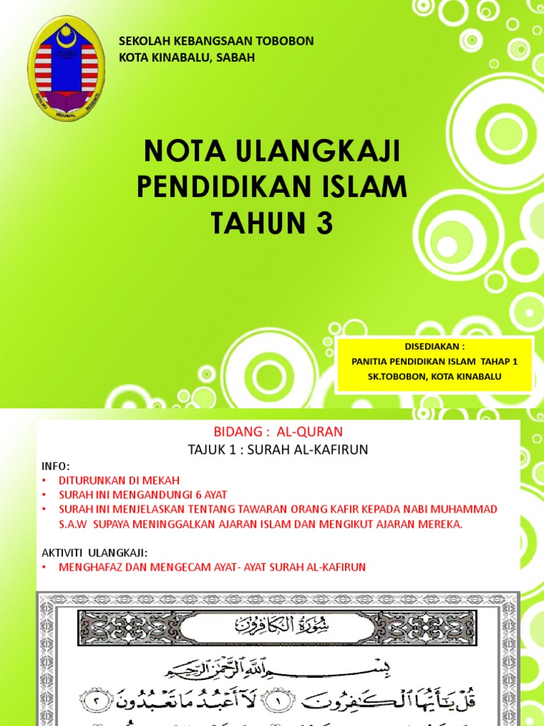 Nota Ulangkaji Pendidikan Islam Tahun 3 | PDF