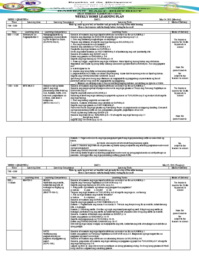 WHLP Week 2 Gr3 Q4 | PDF