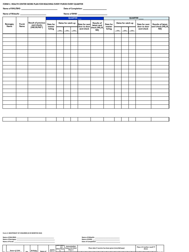 Reaching Every Purok Forms | PDF | Vaccines | Immunology