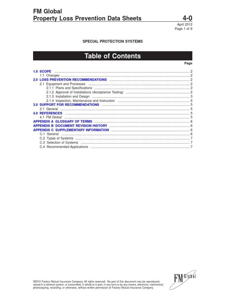 FM Global Property Loss Prevention Data Sheets: Special Protection ...