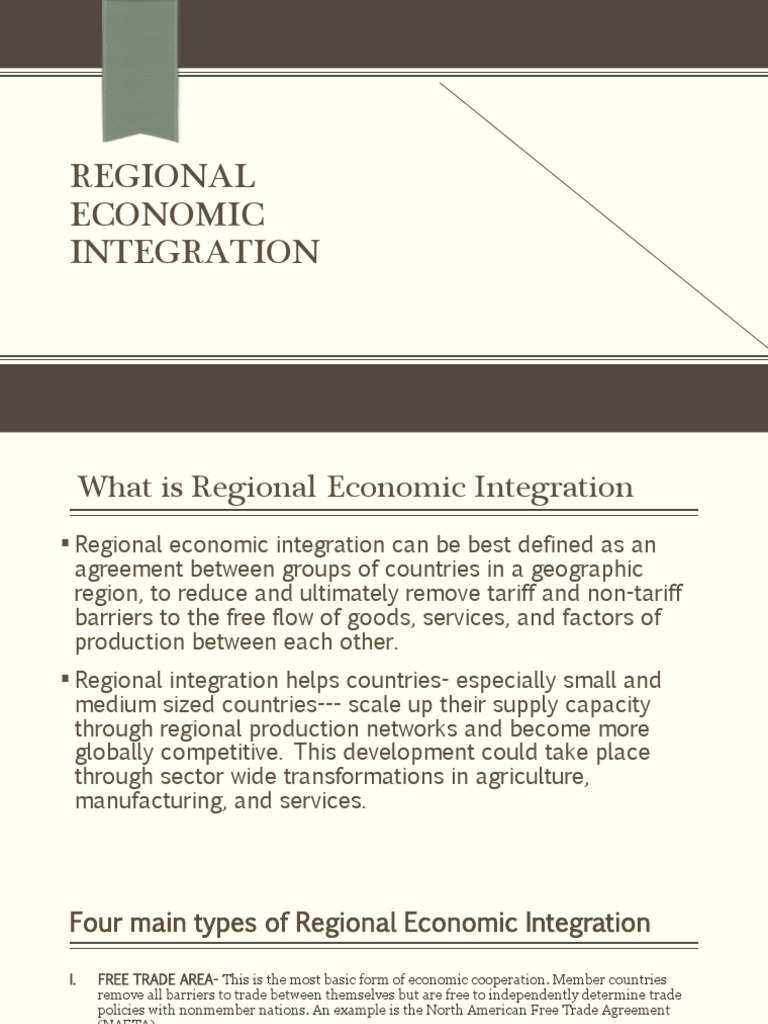 Regional Economic Integration | PDF | Economic Integration | Regional ...