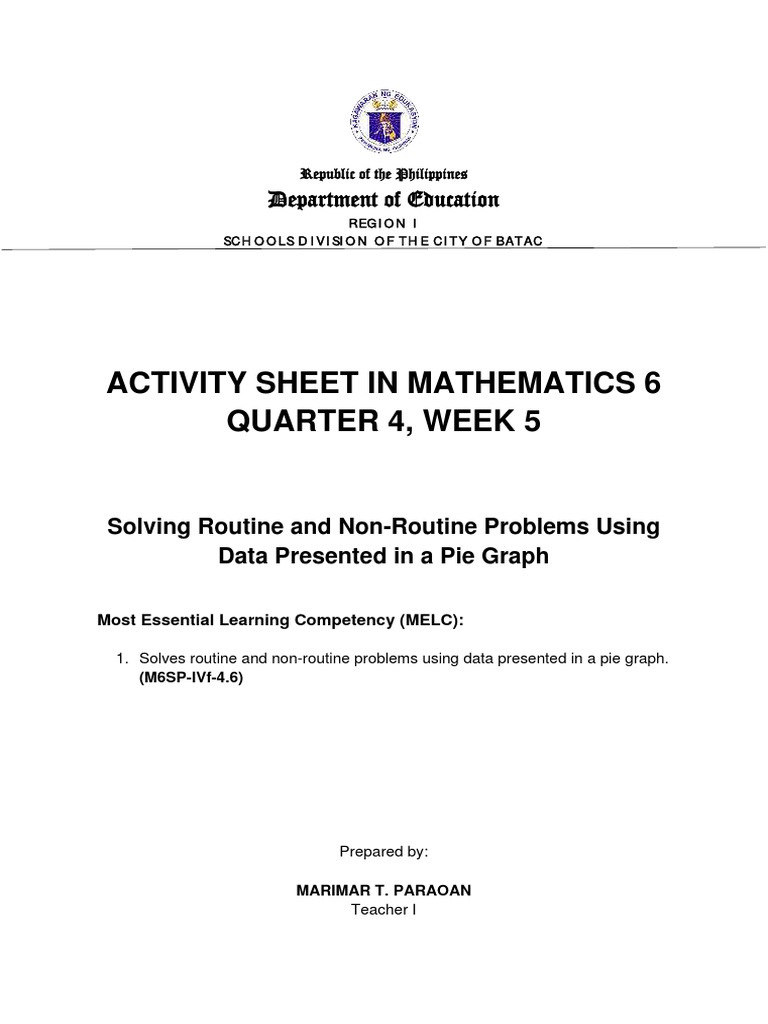 Activity Sheet in Mathematics 6 Quarter 4, Week 5: Department of ...