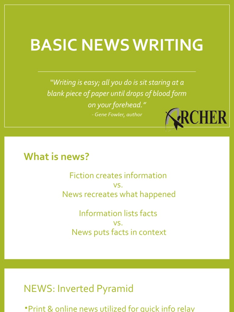 Basic News Writing | Download Free PDF | News | Information