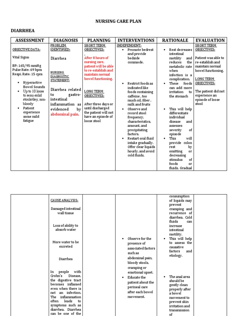 Nursing Care Plan 2 1 | PDF | Diarrhea | Gastrointestinal Tract