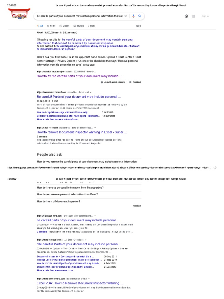 Be Careful Parts of Your Document May Contain Personal Information That ...