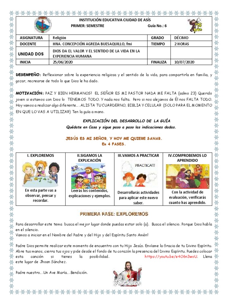 Religion Decimo Guia 6 | PDF | Jesús | Oración