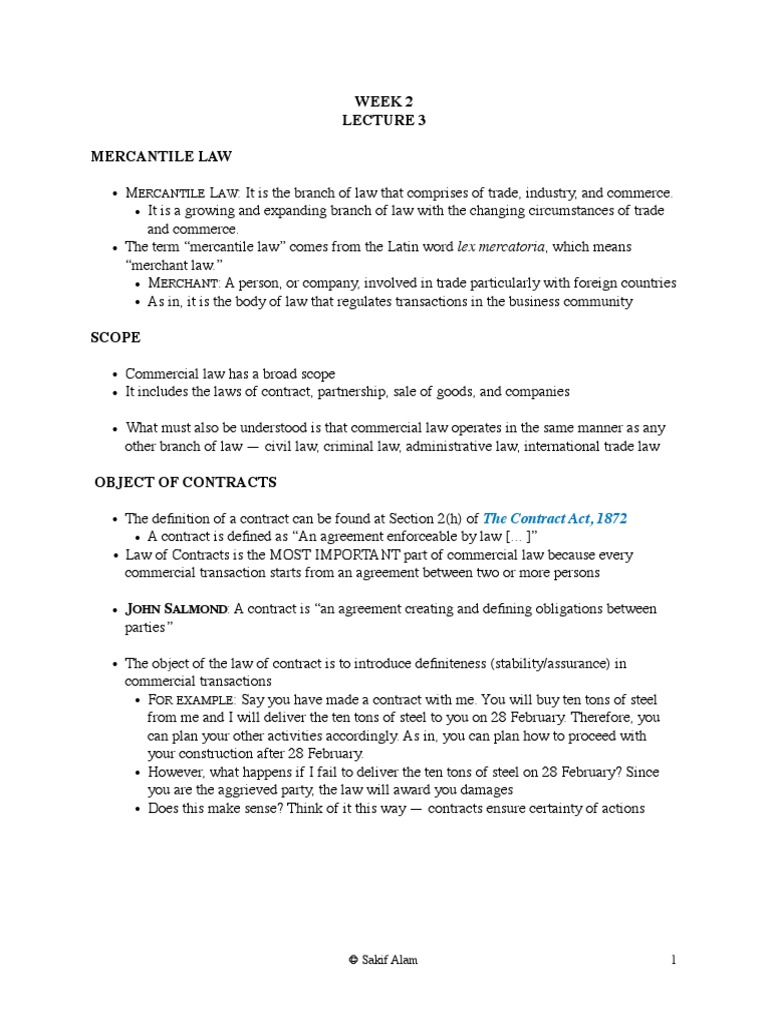 Lecture 3 | PDF | Void (Law) | Consideration
