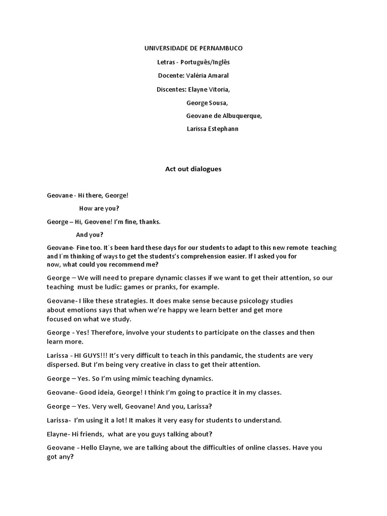 English Act Out | PDF | Language Arts & Discipline