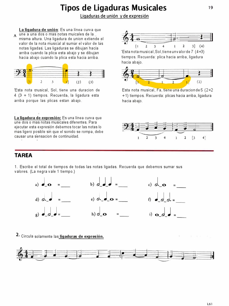 Ligaduras y Repaso | PDF | Elementos de la música | Tecnicas musicales