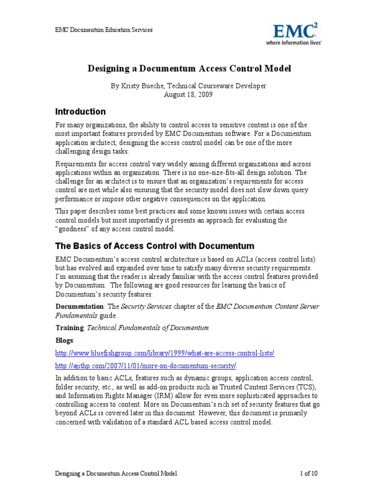 Designing A Documentum Access Control Model | PDF | Security Clearance ...