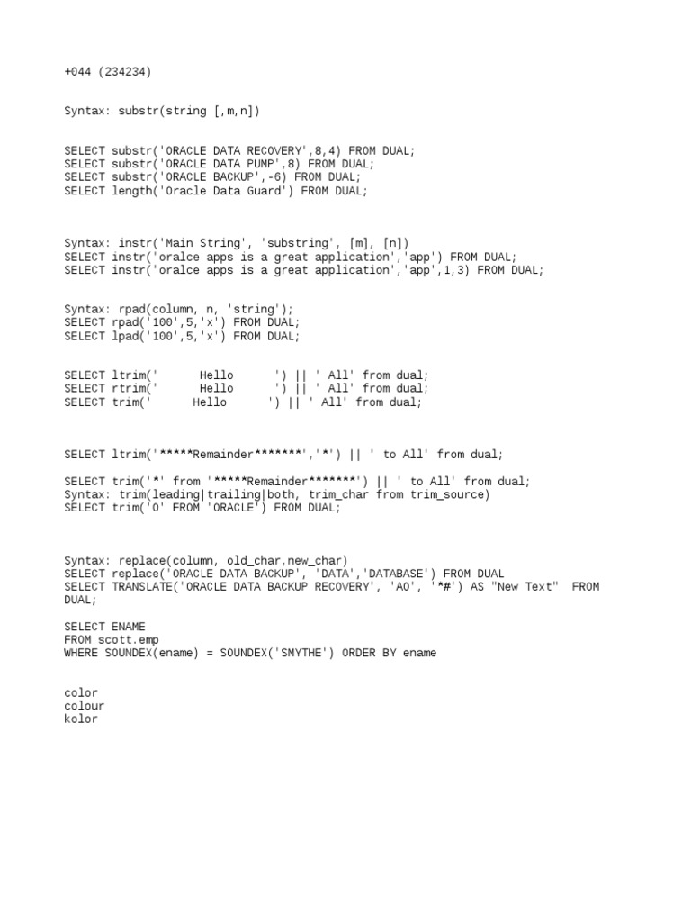 Character Functions | PDF