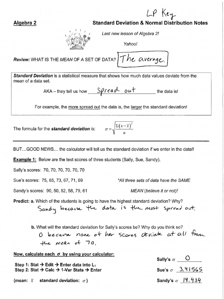Standard Deviation and Normal Distribution Completed Notes2 | PDF