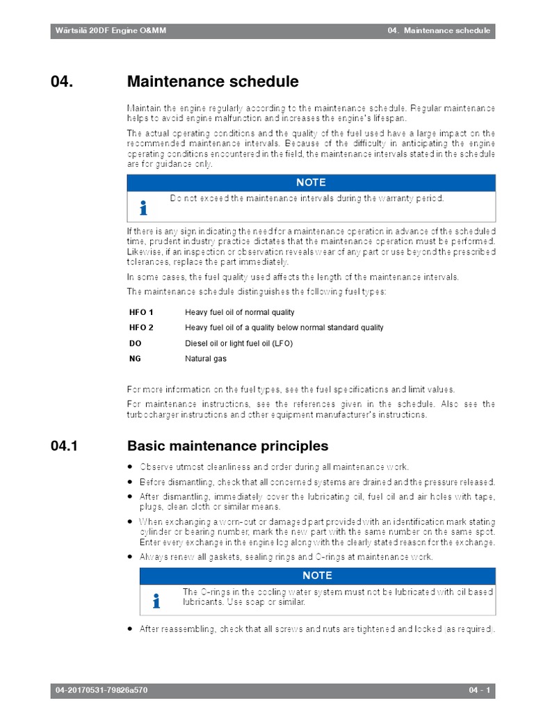 Maintenance Schedule | PDF | Piston | Pump