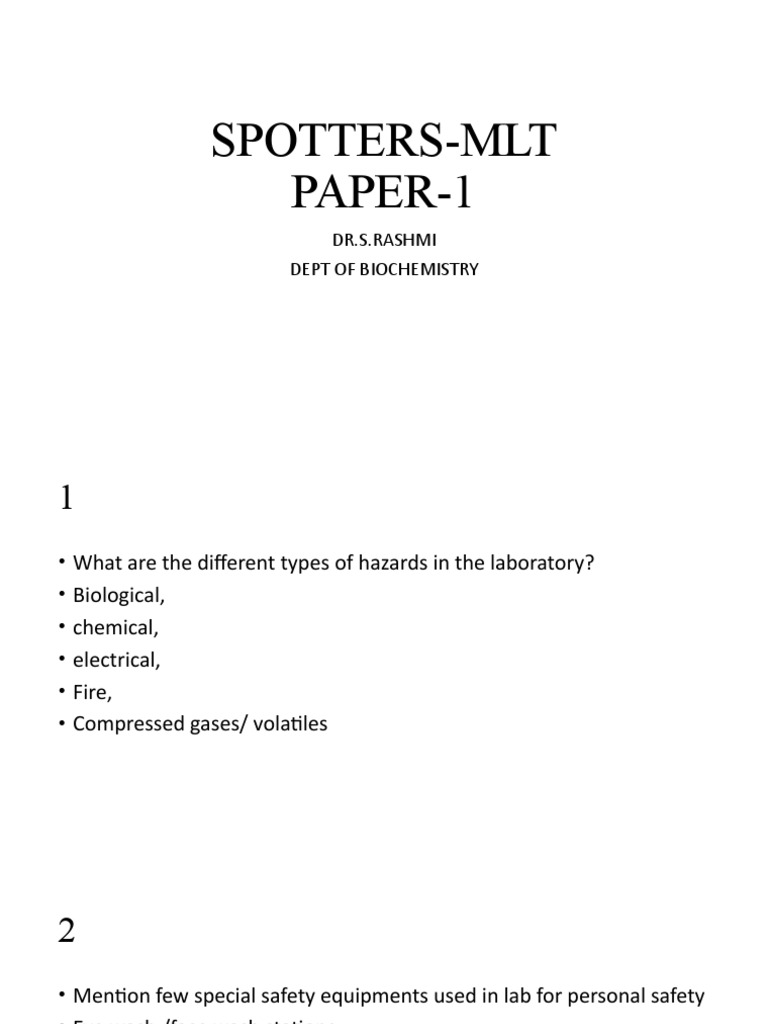 Spotters MLT-paper 1 | PDF | Biochemistry | Chemistry