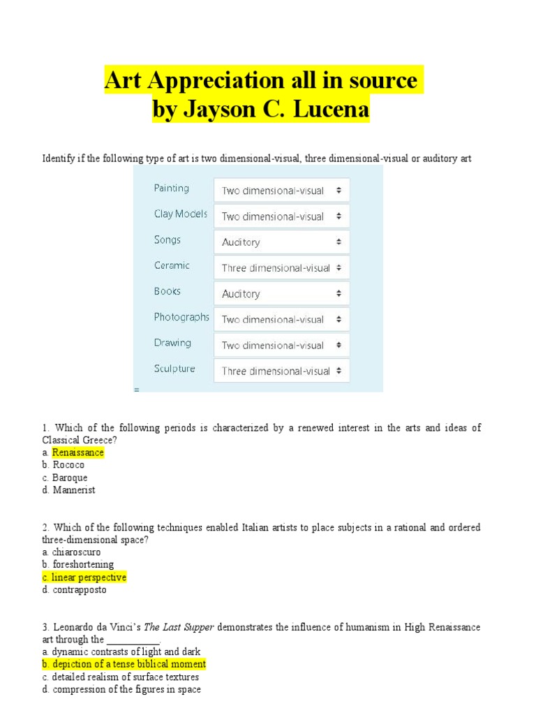 Art Appreciation All in Source by Jayson C. Lucena | PDF | Abstract Art | Paintings