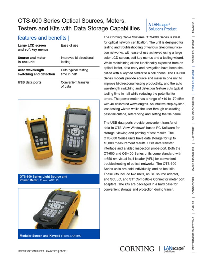 Medidor de Potencia OTS-600 de LANDSCAPE | PDF | Optical Fiber | Infrared