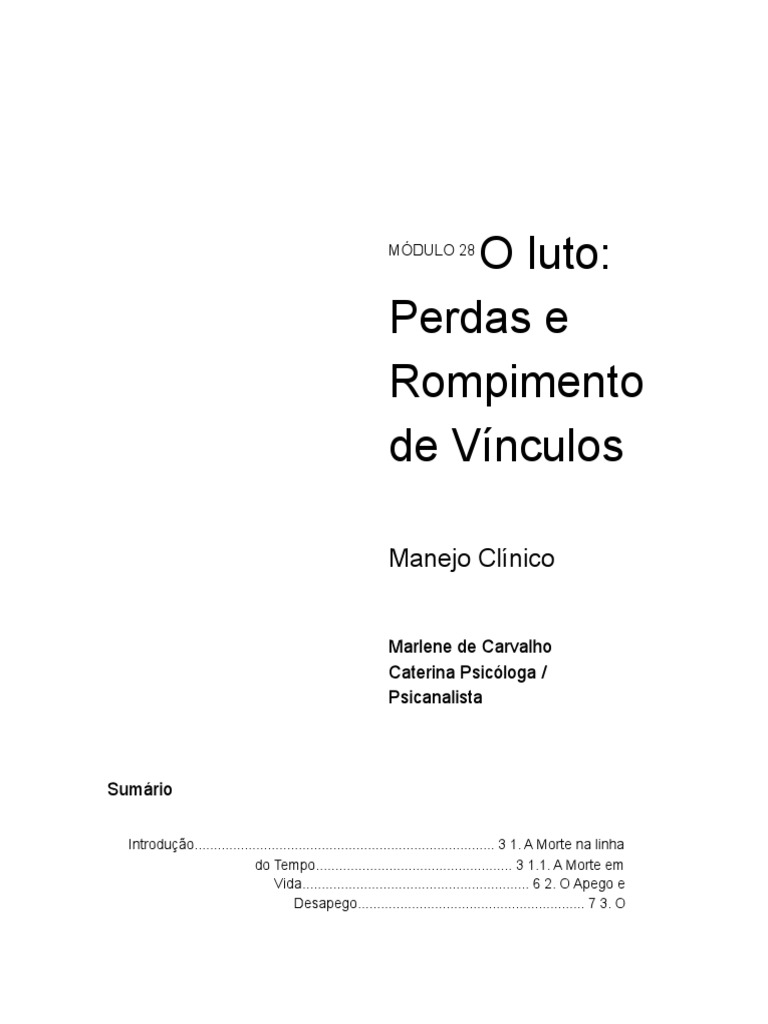 O Luto PDF | Download grátis PDF | Teoria do Apego | Morte