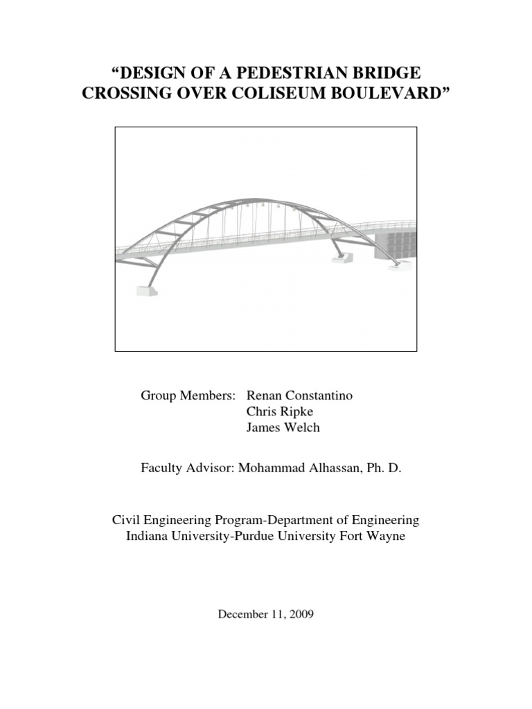 Design Pedestrian Bridge Report | PDF | Bridge | Deformation (Engineering)