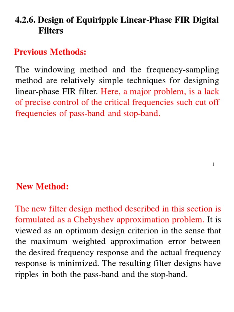 4.2.6. Design of Equiripple Linear-Phase FIR Digital Filters | PDF ...