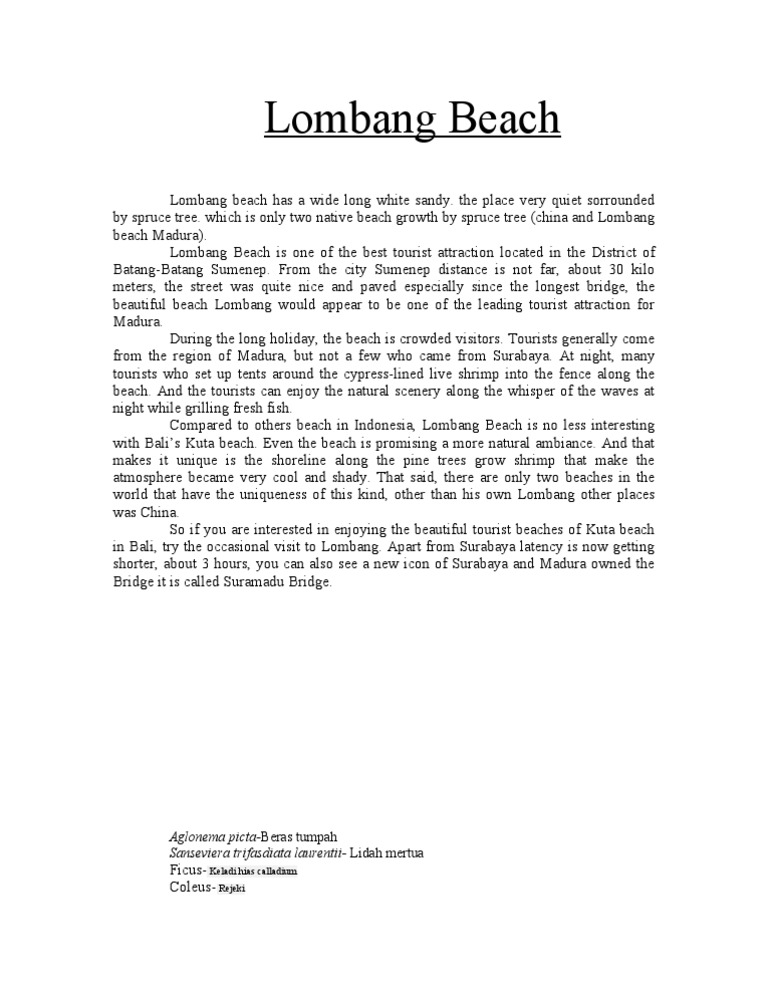 Lombang Beac1 | PDF