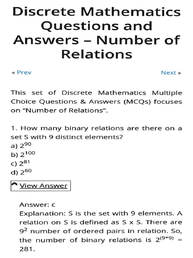 Set Relation Function And Counting Techniques Pdf