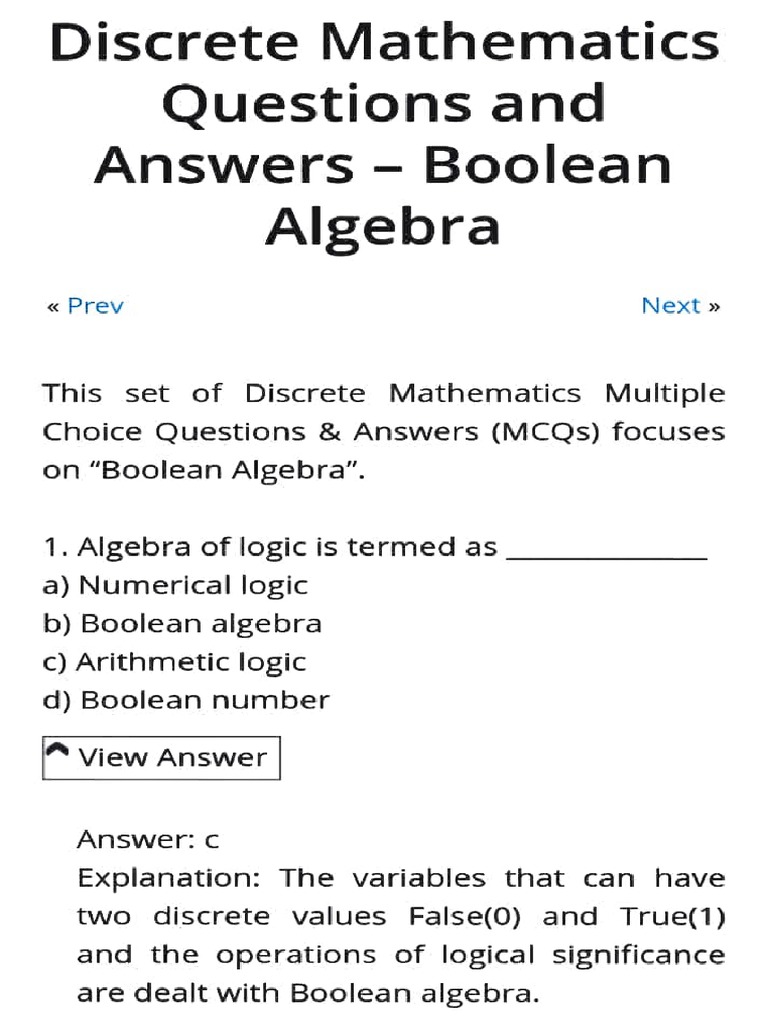 Lattices & Boolean Algebra MCQ | PDF Lattices & Boolean Algebra MCQ | PDF