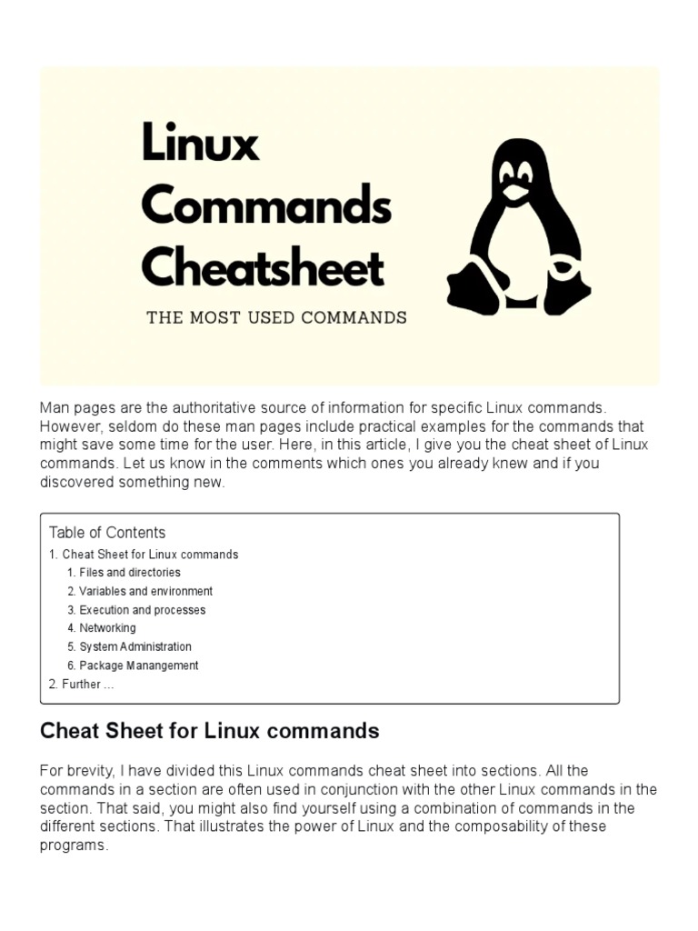 Linux Commands Cheat Sheet - LinuxForDevices | PDF | Computer File | Directory (Computing)