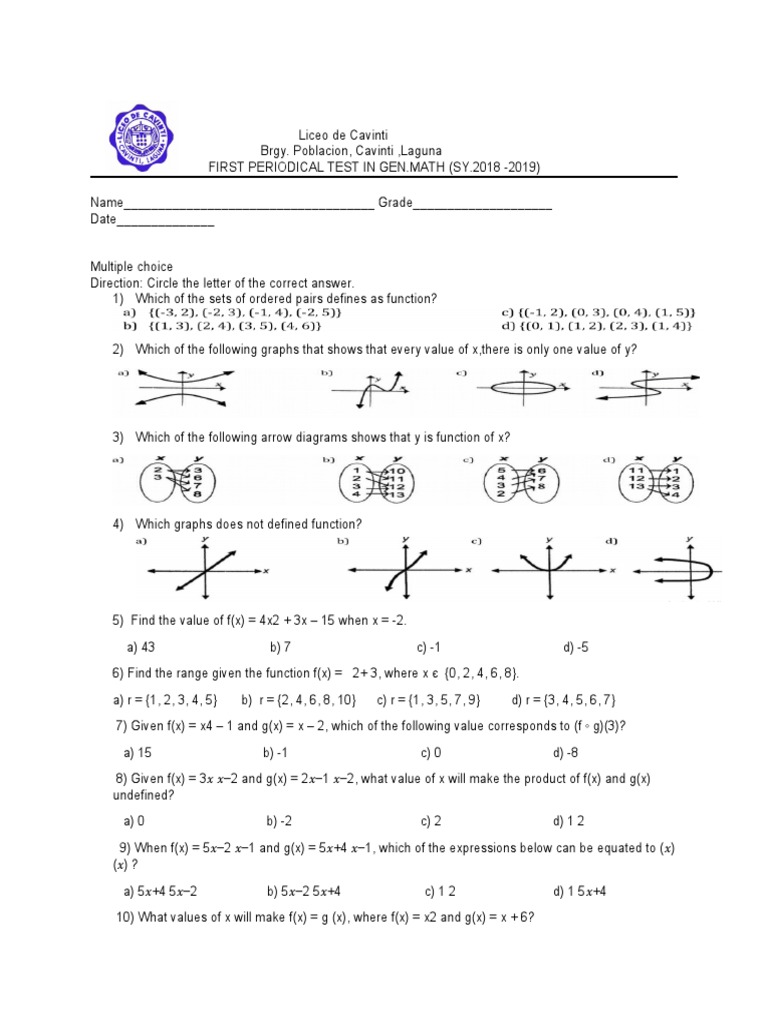 Grade 12 Math Test | PDF | Exponential Function | Function (Mathematics)