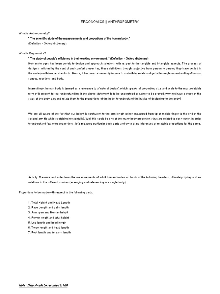 Understanding Human Proportions through Anthropometric Measurements and ...