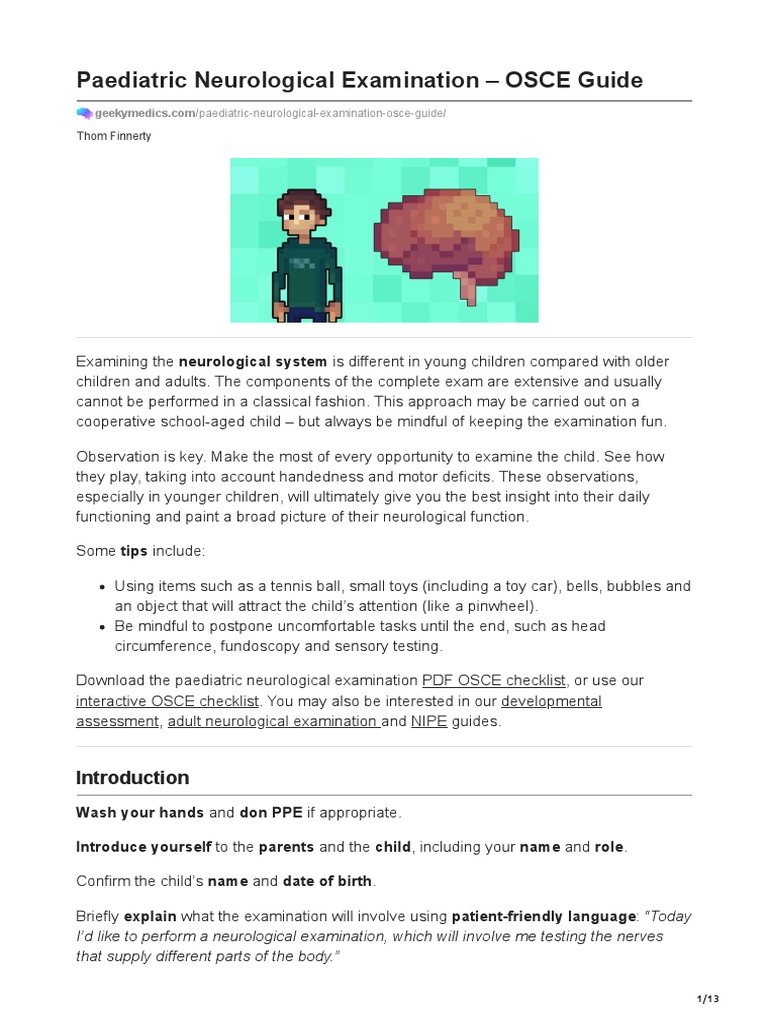 Paediatric Neurological Examination | PDF | Human Head And Neck ...
