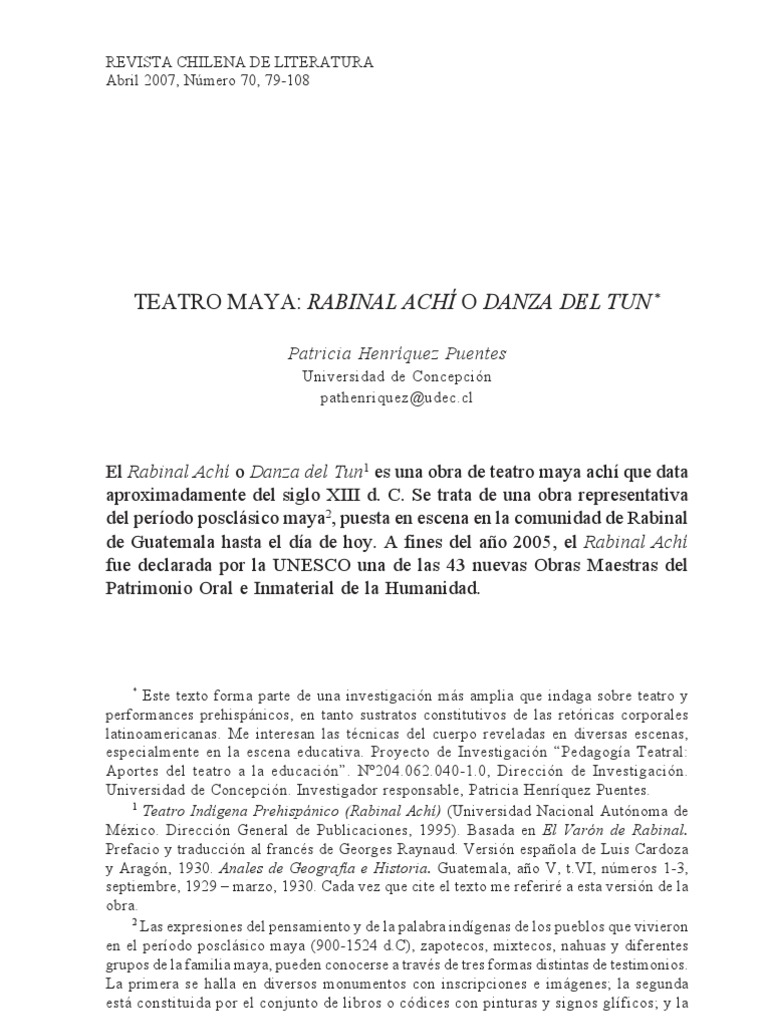 Rabinal Achí: Danza del Tun Maya | PDF | Teatro | Civilización maya