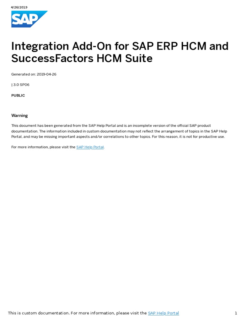 Integration Add On For SAP ERP HCM and S | PDF | Human Resource ...