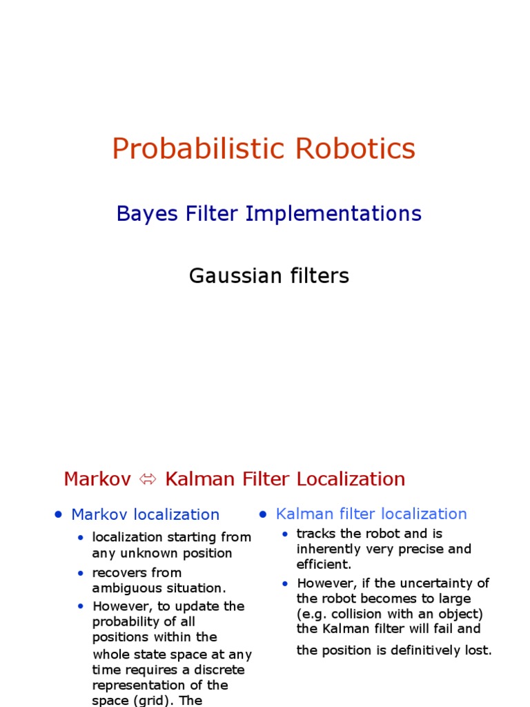 Probabilistic Robotics: Bayes Filter Implementations | PDF | Kalman Filter | Normal Distribution