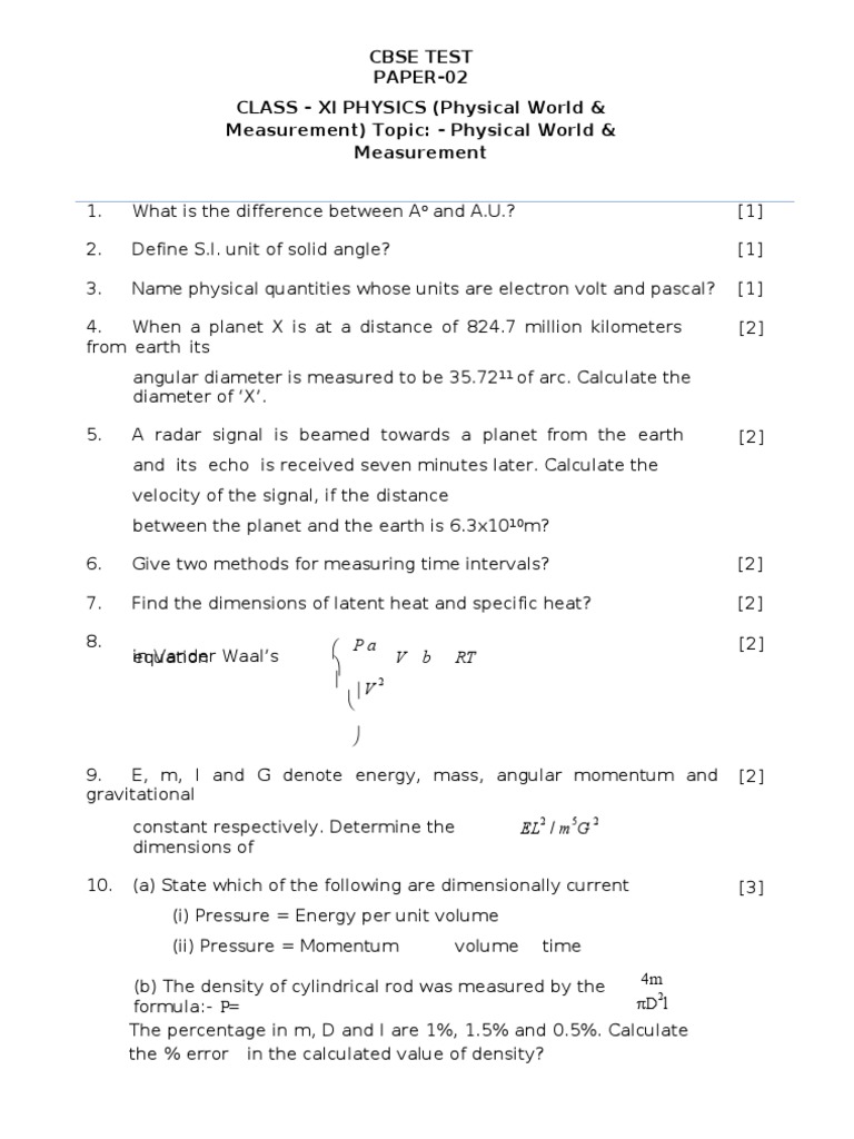 Physical Quantities and Measurements | PDF