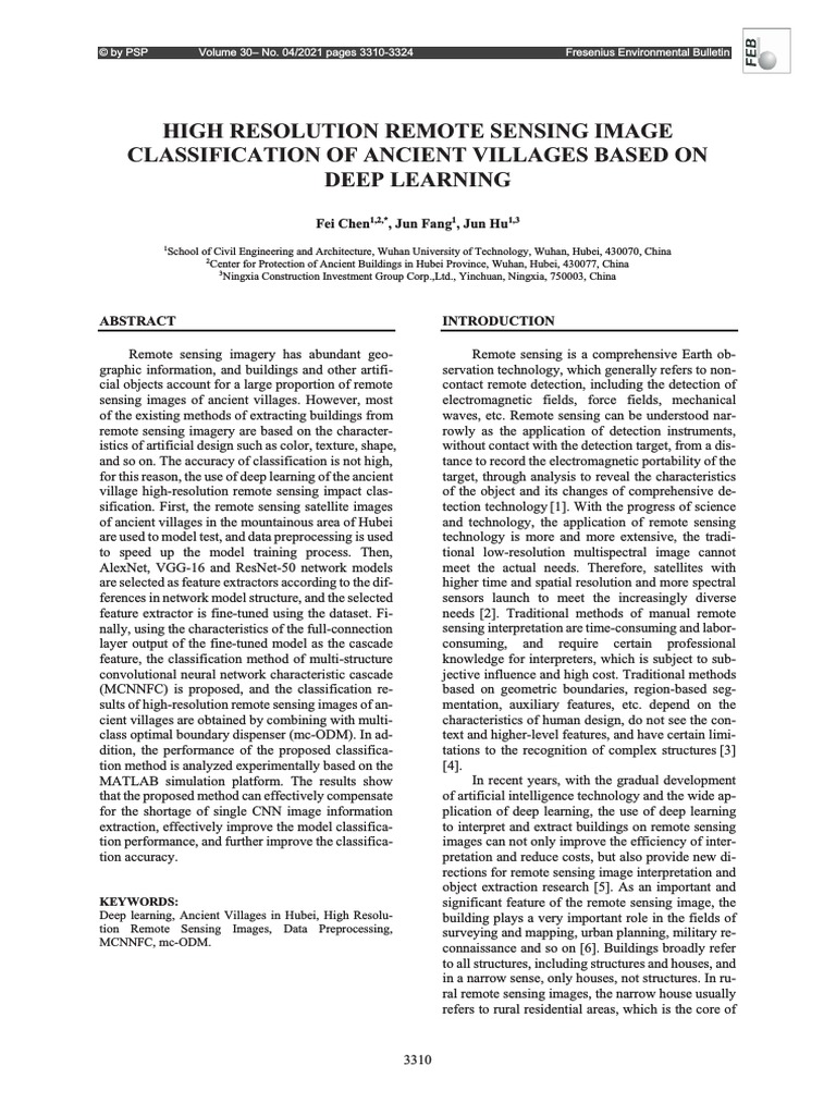 High Resolution Remote Sensing Image Classification of Ancient Villages ...