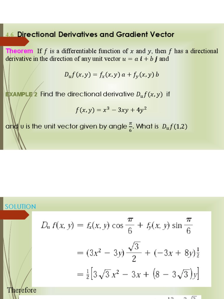 Directional Derivatives and Gradient Vector: Theorem | PDF | Gradient ...