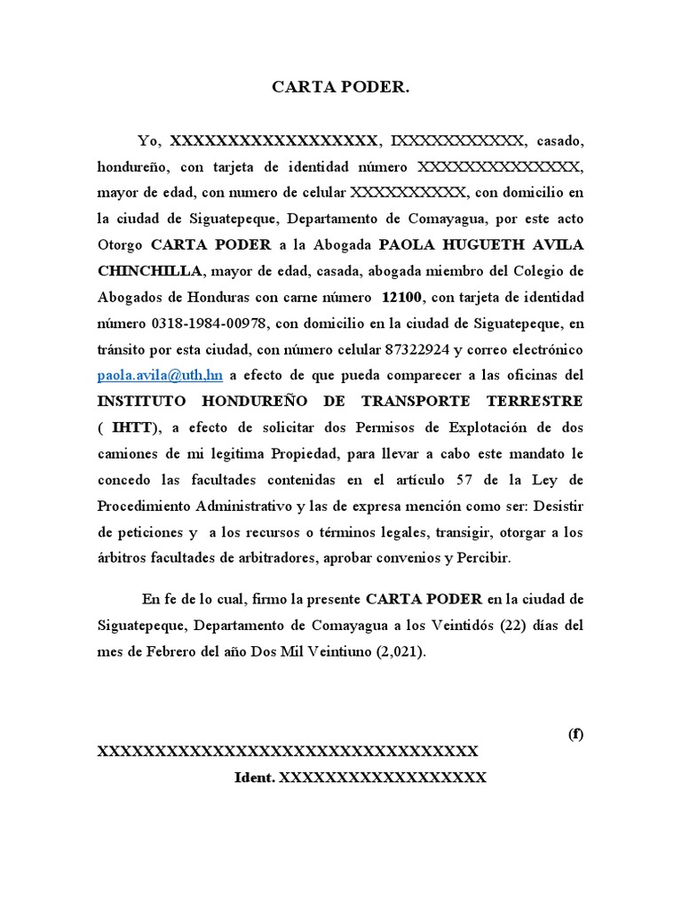 Carta Poder en Blanco | PDF