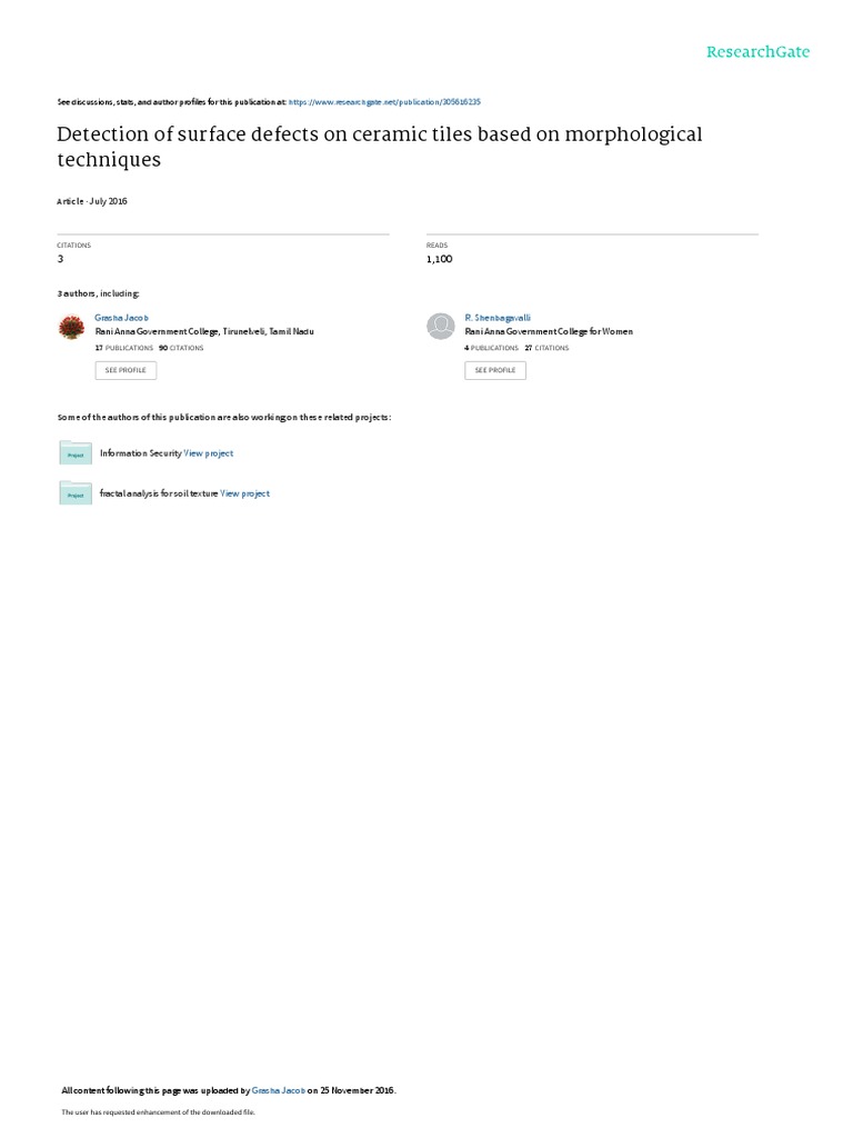 Detection of Surface Defects On Ceramic Tiles Base | PDF | Computer ...