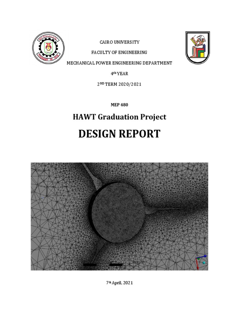 Design Report: HAWT Graduation Project | PDF | Fluid Dynamics | Wind Power
