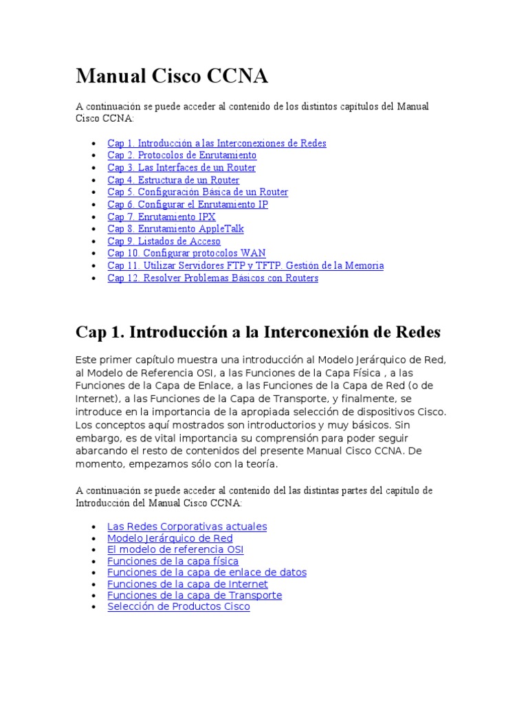 Manual Cisco CCNA | PDF | Enrutador (Computación) | Dirección IP