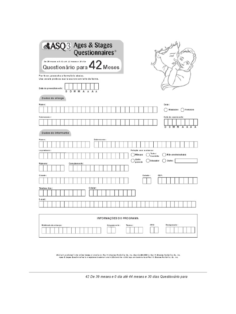 ASQ-3 42 Mo Set C - PT | PDF | Bem-estar | Médico