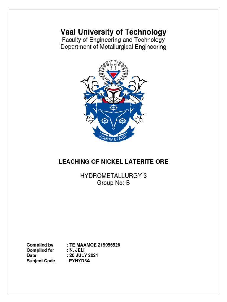 Leaching of Nickel (Group B) 2 | PDF | Nickel | Iron