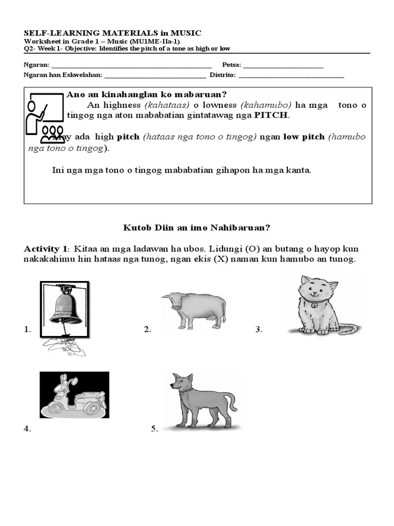 Worksheets-and-Activity-Sheets-in-music Week1-6 Final | PDF