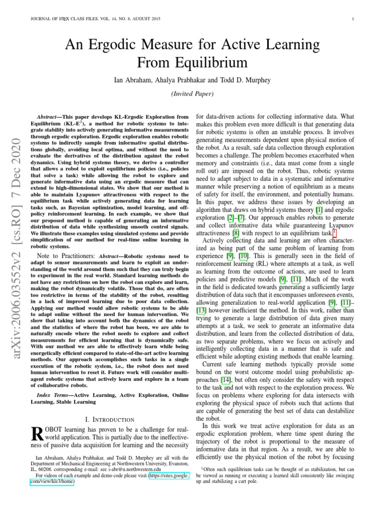 An Ergodic Measure For Active Learning From Equilibrium | PDF ...