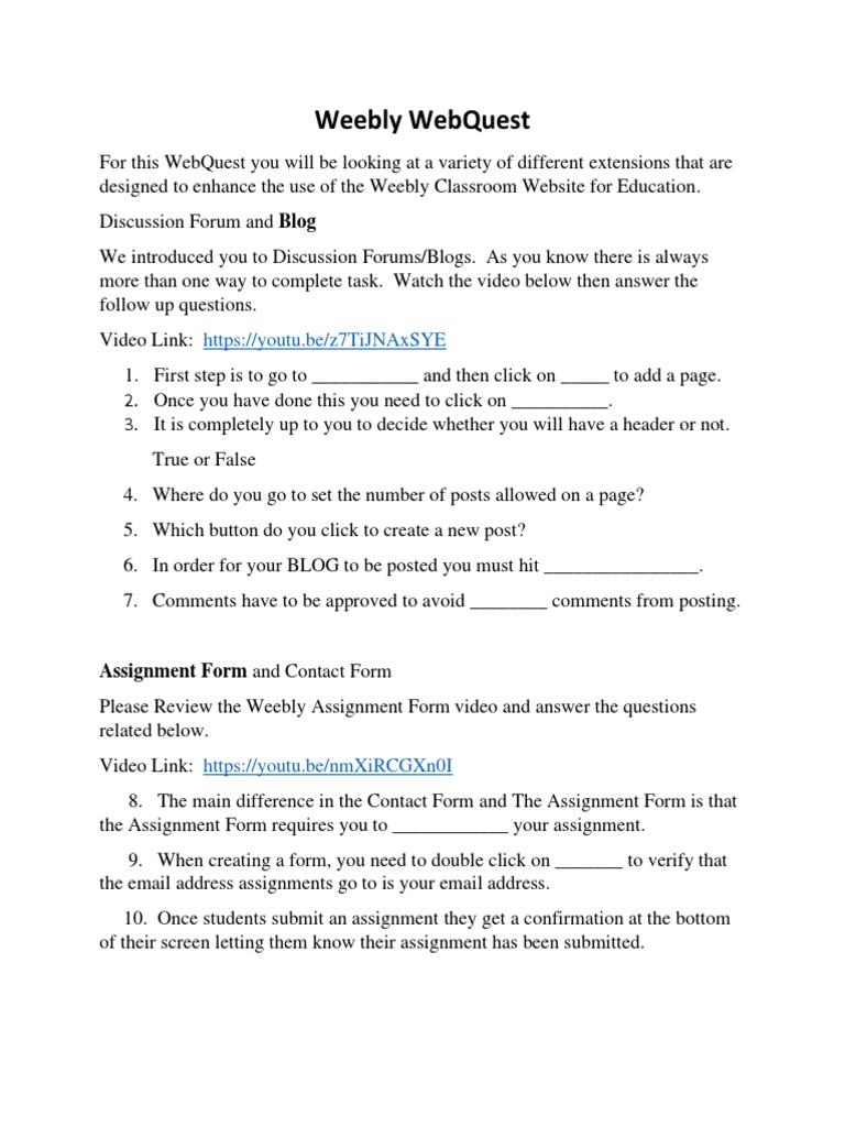 Weebly Webquest | PDF