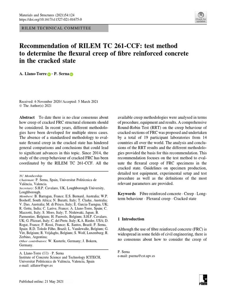 Recommendation of RILEM TC 261-CCF Test Method To | PDF | Fracture ...