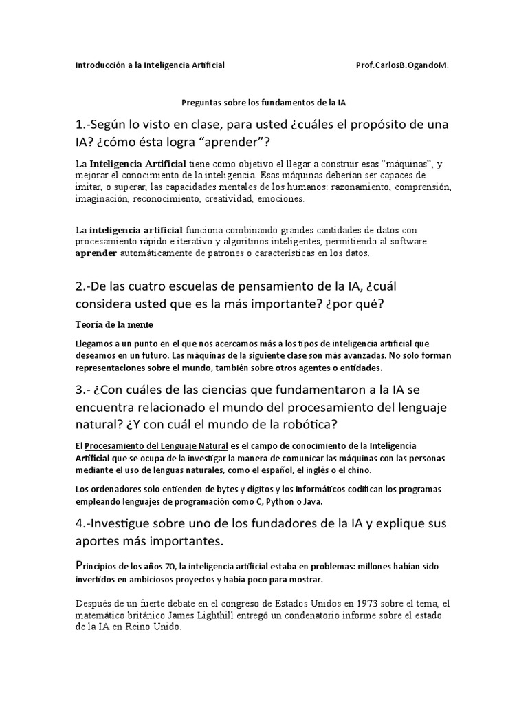 Fundamentos de la Inteligencia Artificial: Preguntas y Respuestas sobre ...